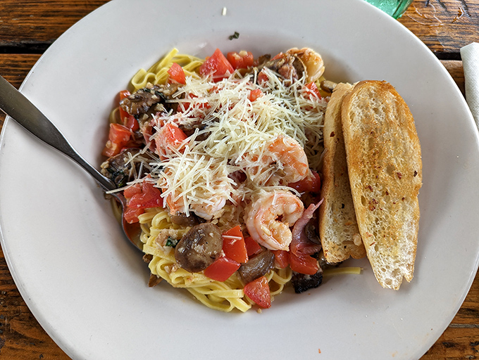 Pasta that doesn't apologize for being loaded with seafood&mdash;this dish has more shrimp than an episode of Forrest Gump.