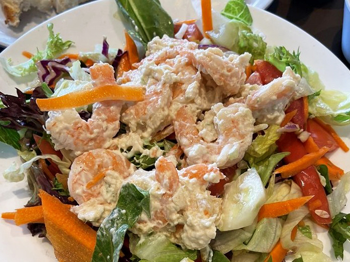 A shrimp salad that brings the ocean to your plate. Fresh greens, vibrant vegetables, and plump shrimp create a lighter option that doesn't sacrifice flavor.