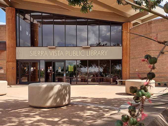 The Sierra Vista Public Library's welcoming entrance proves that in the digital age, nothing beats the analog pleasure of a good book.