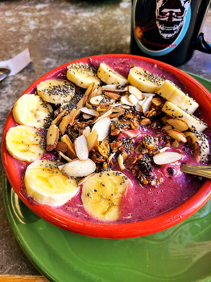This vibrant smoothie bowl is what happens when health food gets a personality. Bananas, chia seeds, and berries create an Instagram-worthy breakfast that actually satisfies.