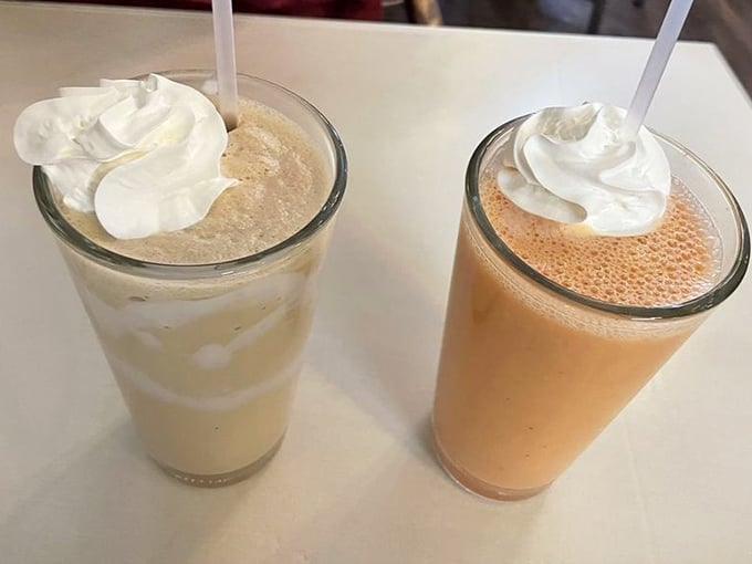 Smoothies topped with whipped cream &ndash; because sometimes breakfast should feel like dessert in disguise.