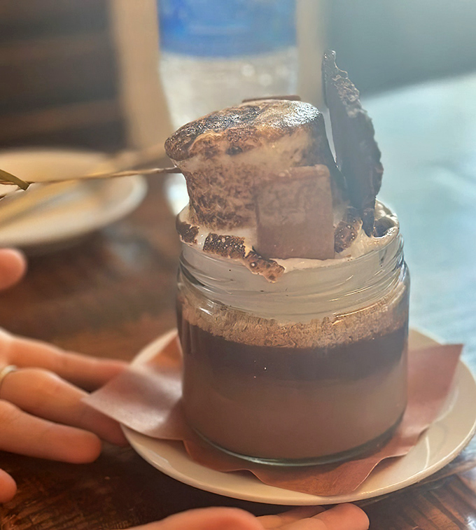 Dessert innovation in a jar&mdash;layers of chocolate, marshmallow, and graham cracker goodness that would make campfires jealous.