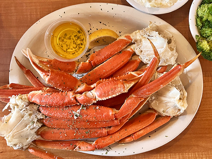 Snow crab legs that demand you roll up your sleeves and commit to the delicious task at hand – bibs aren't just suggested, they're essential.