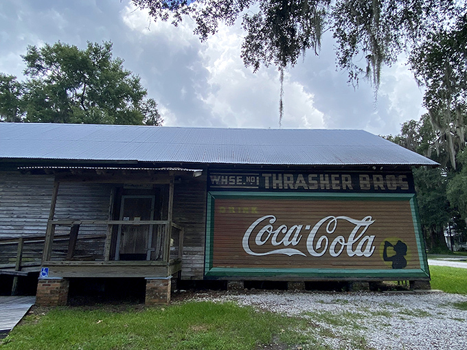 The weathered wood of this historic building tells stories of bygone days, when Coca-Cola cost a nickel and life moved at horse-and-buggy speed.