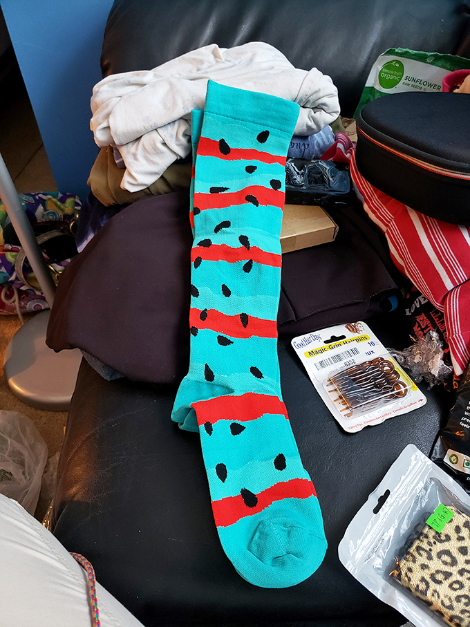 Even your feet deserve a bargain! These whimsical watermelon-patterned socks would cost triple elsewhere, but here they're just another Tuesday find.