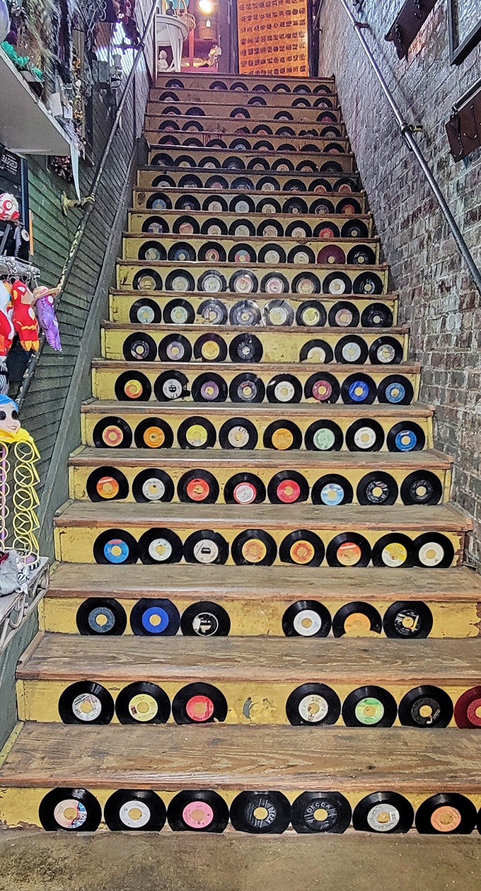 Not just stairs&mdash;a musical journey. Each step decorated with vinyl records creates the most melodious staircase in Mississippi.
