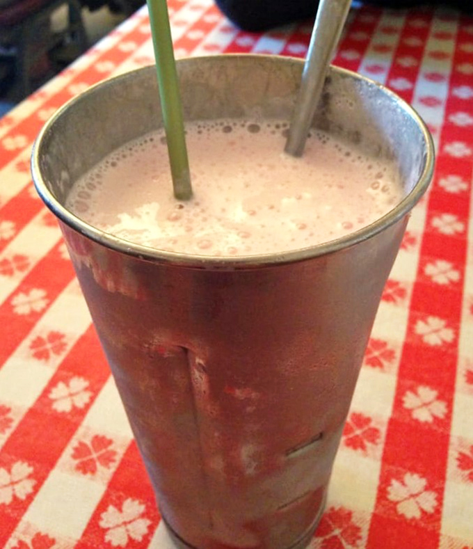 The old-fashioned milkshake arrives in its mixing cup &ndash; a nostalgic touch that says, "Yes, we made this just for you, and yes, there's extra."