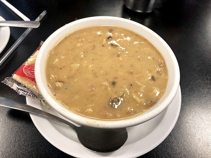 Stroganoff soup brings creamy comfort in a bowl, proving that deli magic extends beyond the sandwich realm.