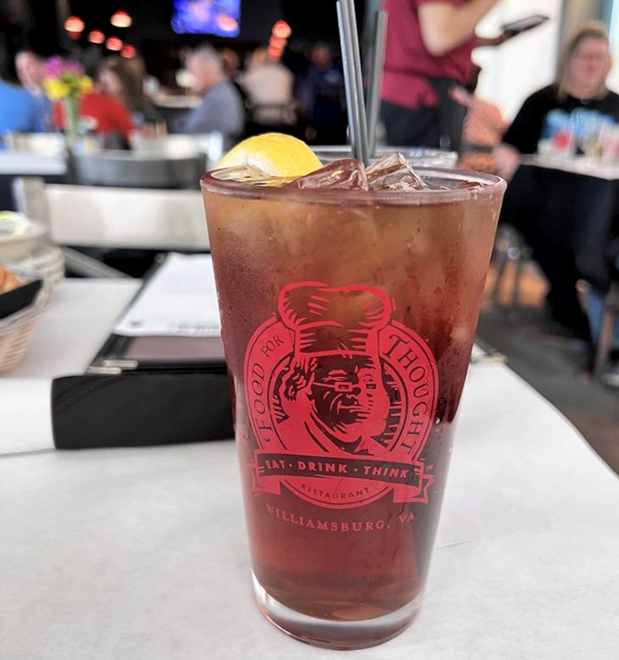 Even the drinks get the thoughtful treatment &ndash; a refreshing iced tea served in a glass that proudly displays the restaurant's philosophical mission.