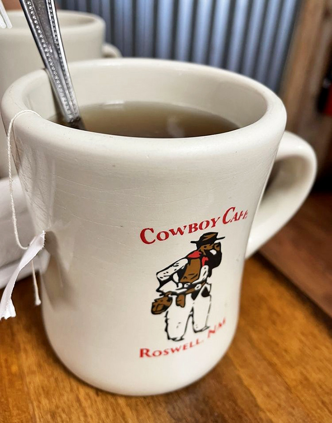 Even the coffee mug has character, serving up caffeine in proper diner style with the café's logo front and center.