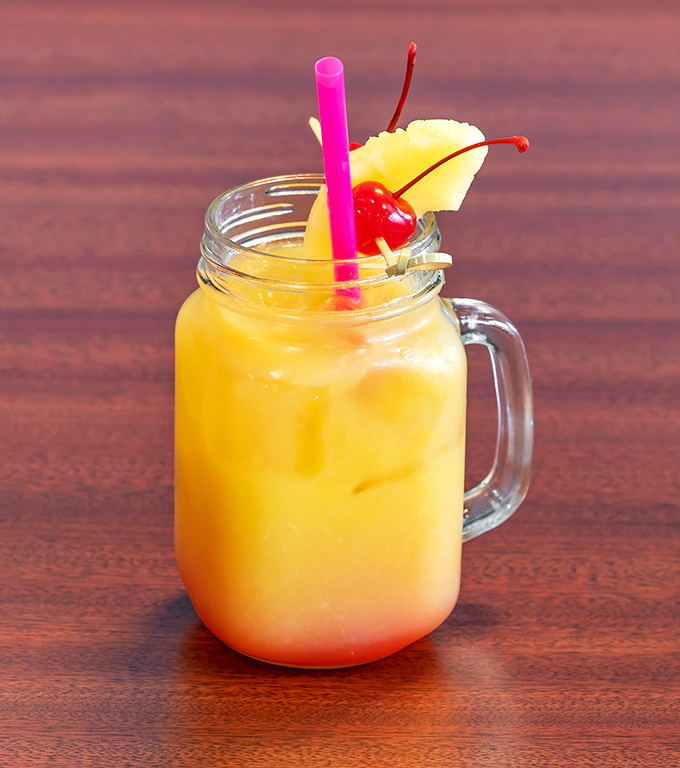 This isn't just a drink&mdash;it's sunrise in a mason jar. The perfect companion for when you're feeling tropical in the Pacific Northwest.