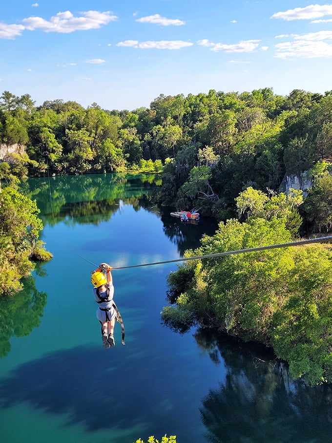 At The Canyons Zip Line, you can literally fly over crystal-clear waters – proving Florida adventures extend far beyond crowded theme parks and tourist traps.