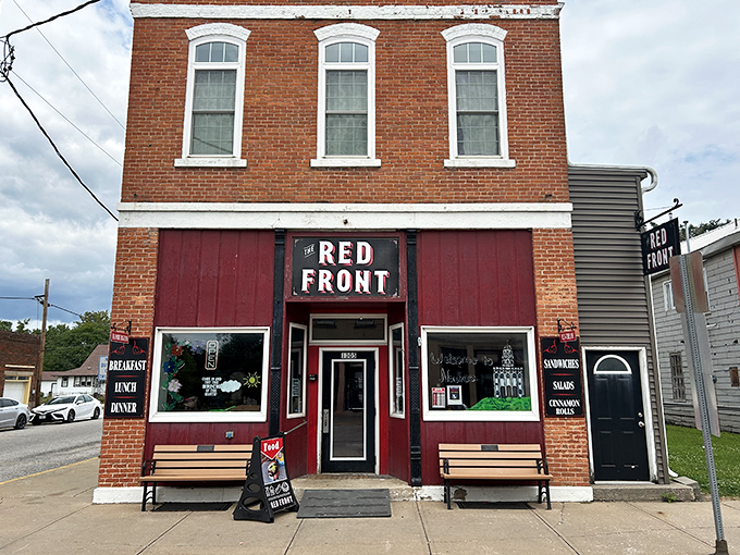 The Red Front's crimson facade isn't playing hard to get&mdash;it's practically begging you to come in for breakfast. Those benches outside are for the food coma afterward.