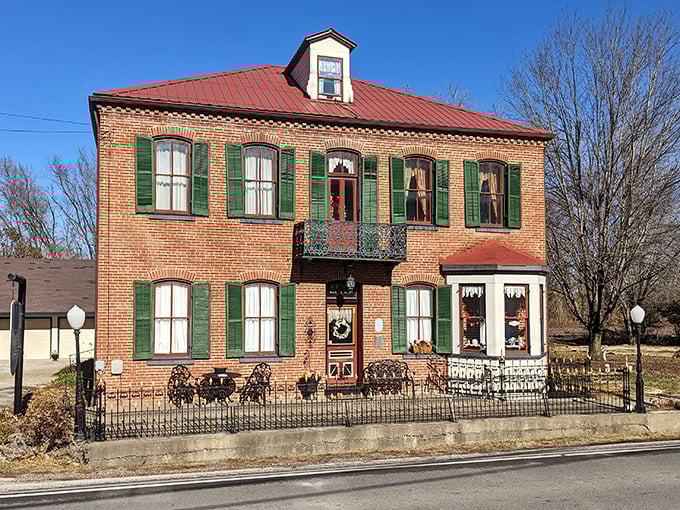 The Wohlt House showcases classic German-American architecture with its distinctive brick facade and green shutters&mdash;Bavarian charm without the transatlantic flight.