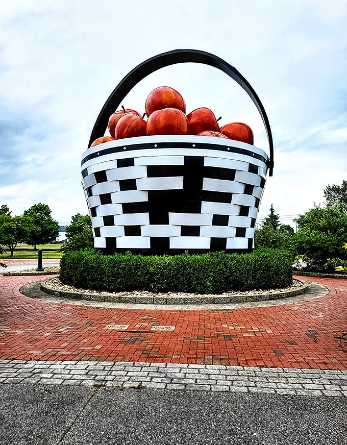Rising majestically above the landscape, this colossal basket makes you wonder if Paul Bunyan's lunch break is nearby.