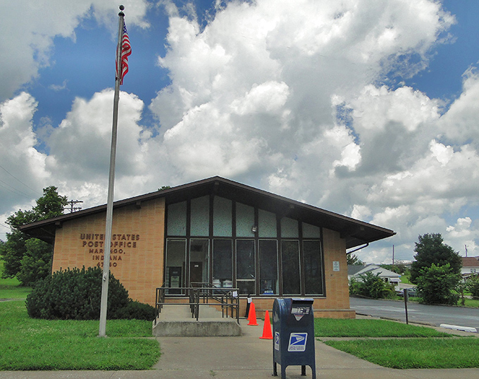Even the post office looks like it's from a different era, delivering mail with small-town charm intact.