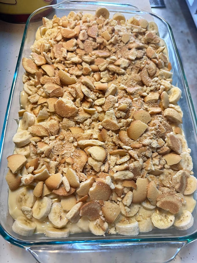 Banana pudding with vanilla wafers&mdash;the dessert equivalent of a warm hug from grandma. Comfort in a glass dish. 