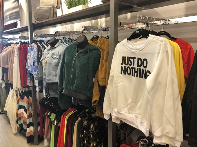 The thrill of the hunt comes alive in these organized aisles. Each hanger holds potential—a new favorite piece waiting to be discovered.