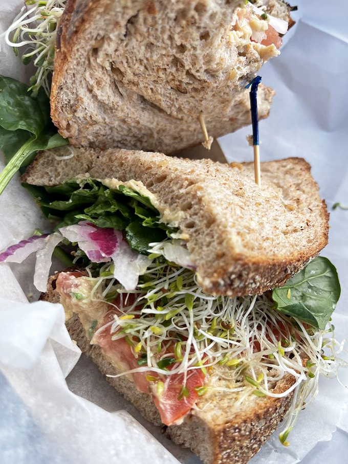 Fresh vegetables cascading from hearty multigrain bread&mdash;this sandwich makes "eating your veggies" feel like a reward rather than a chore.