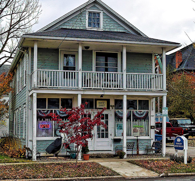 History lives in this charming teal building. The museum preserves Vermilion's past while its porch invites you to sit a spell.