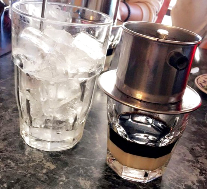 Vietnamese coffee served the traditional way &ndash; strong enough to wake the dead but sweetened with condensed milk to keep them smiling.