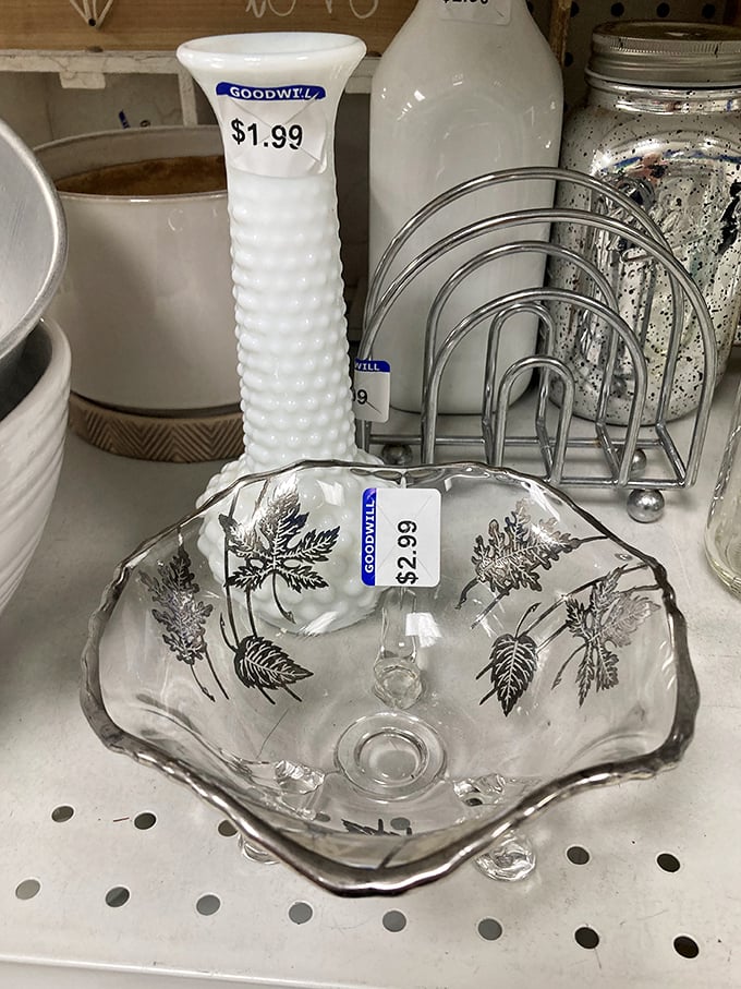 Delicate glassware with etched leaf patterns for less than a fancy coffee. At $2.99, this bowl costs less than the ingredients you'll serve in it.