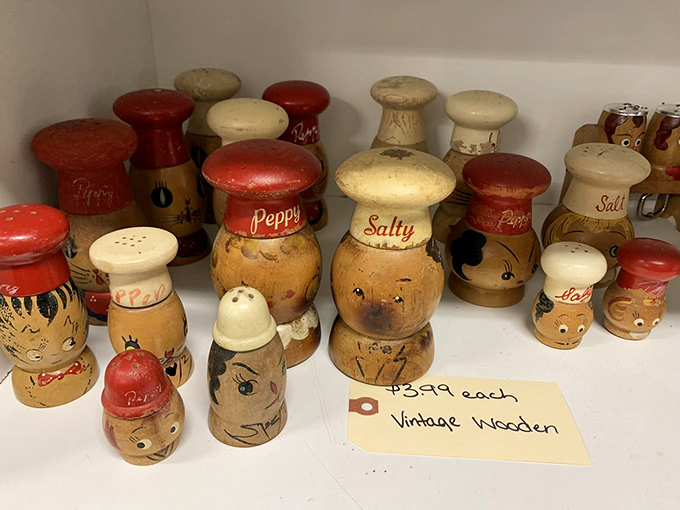 "Peppy" and "Salty" – vintage wooden shakers with more personality than most dating app profiles. Kitsch has never looked so appealing.