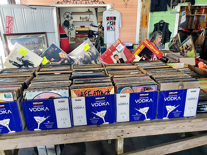 Vinyl paradise housed in vodka boxes&mdash;proof that the best music collections often come from the most unexpected storage solutions!