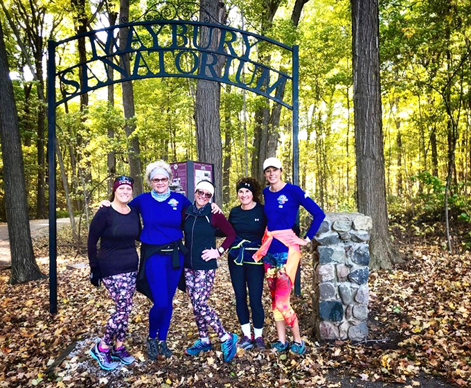 Squad goals at the Maybury entrance. These trail enthusiasts know the best social network has always been the one without Wi-Fi.