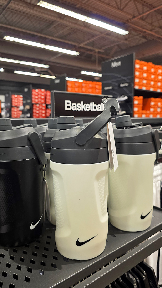Nike's hydration station proves even water bottles deserve stylish design. The perfect companion for Florida heat and shopping stamina.