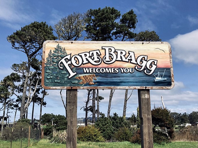 The welcome sign says it all&mdash;Fort Bragg greets you with coastal imagery and zero pretension, setting the tone for a retirement where authenticity trumps artifice.