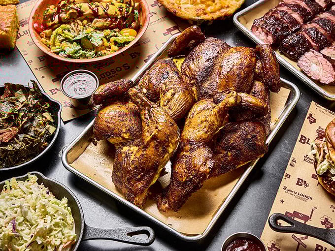 When a whole chicken looks this good, you understand why crossing the road was worth the risk. That skin is culinary gold.