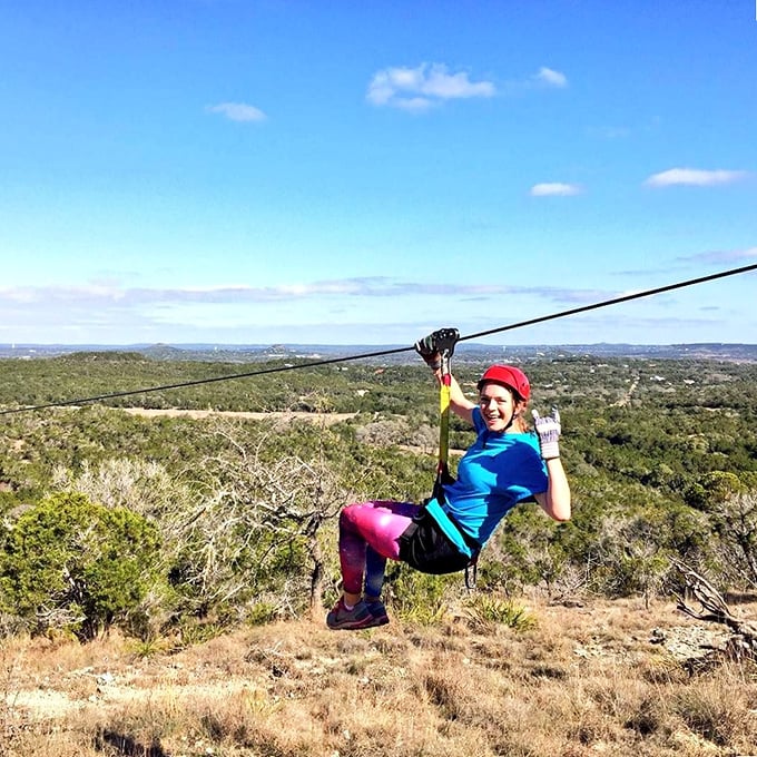 Soaring through Hill Country skies on Wimberley's zipline&mdash;because sometimes the best views require a little leap of faith.