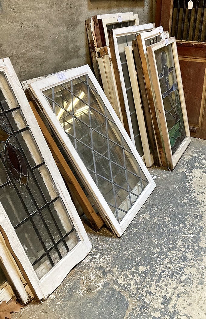 Architectural salvage at its finest&mdash;these vintage windows once framed someone's view of the world and now wait to become your next Pinterest-worthy project.