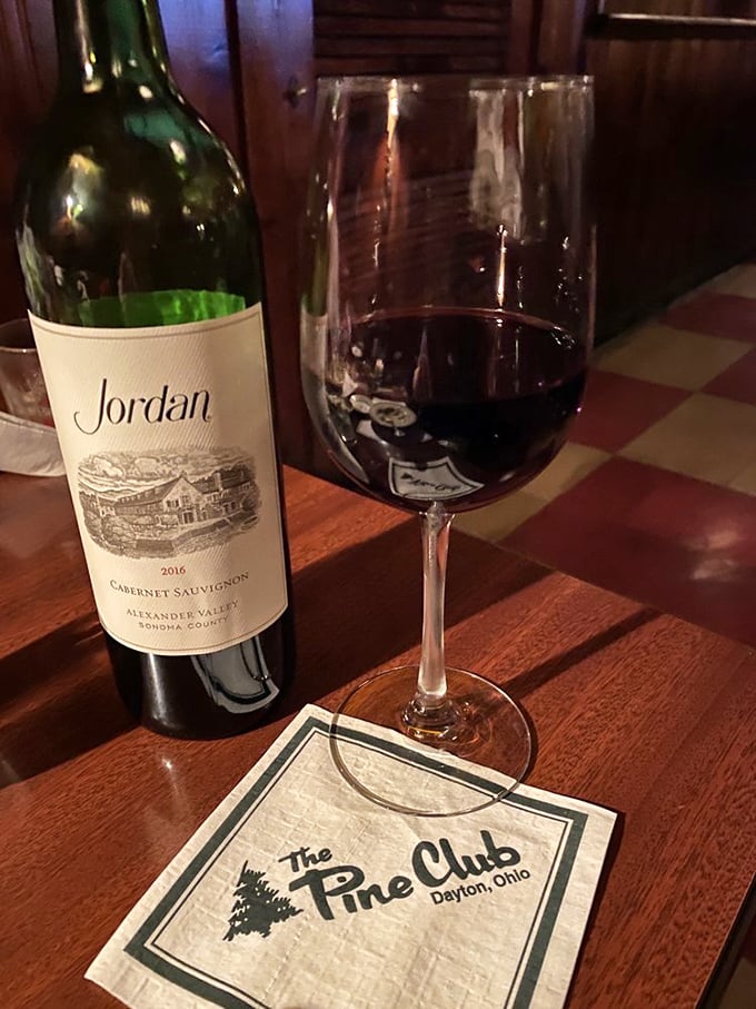 Jordan Cabernet and The Pine Club napkin &ndash; companions as perfect as Bogart and Bacall, waiting to enhance your steakhouse experience.