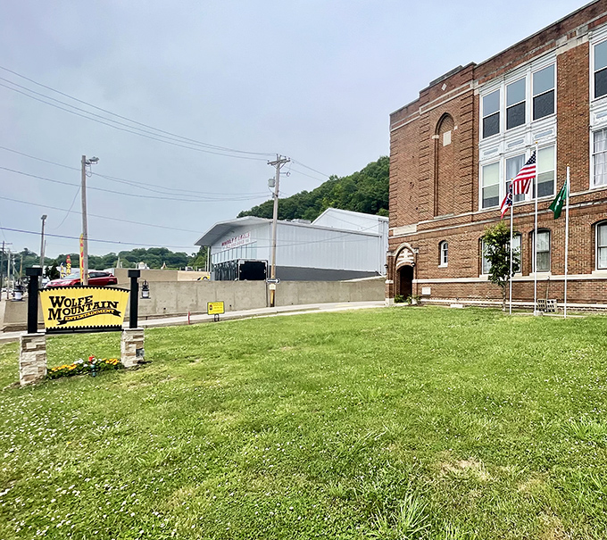 Small-town entertainment comes with big heart. The Wolfe Mountain sign promises the simple pleasures that make community celebrations memorable for generations.