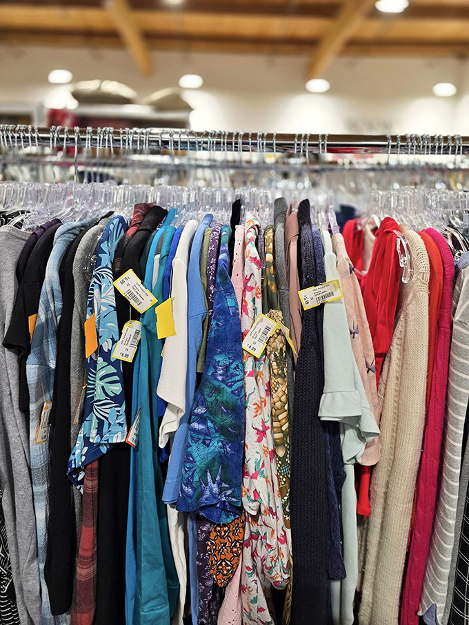 Colorful dresses hang patiently on racks, offering style from every decade at prices that won't cause buyer's remorse.