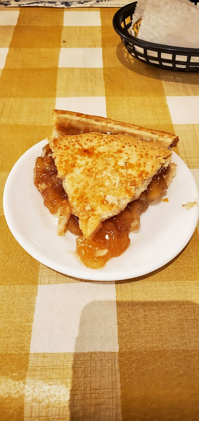 Apple pie that makes mathematicians question whether pi should actually equal "delicious." The golden crust barely contains its cinnamon-spiced treasure.