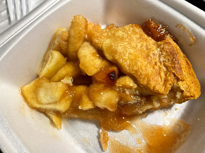 Apple pie that would make grandmothers nervous about their family recipe status. Warm, gooey, and worth every calorie-counting apology.