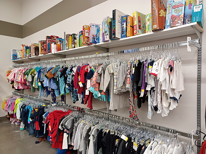 Tiny outfits for tiny humans&mdash;the children's section proves kids outgrow clothes faster than parents' budgets can keep up.