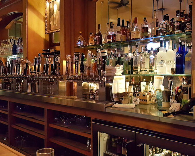 A bar that understands the holy trinity of good drinks: variety, quality, and generous pours. Spirits of all kinds find sanctuary on these shelves.
