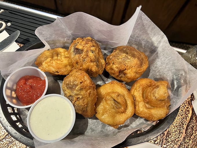 These aren't just fried mushrooms – they're little umami bombs waiting to explode with flavor. Diet food? Absolutely not. Worth it? Every crispy bite.