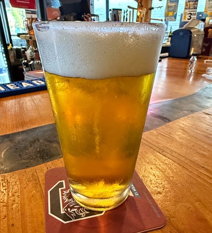 A cold beer with a perfect head&mdash;nature's way of saying "you've earned this" after a long day of adulting.