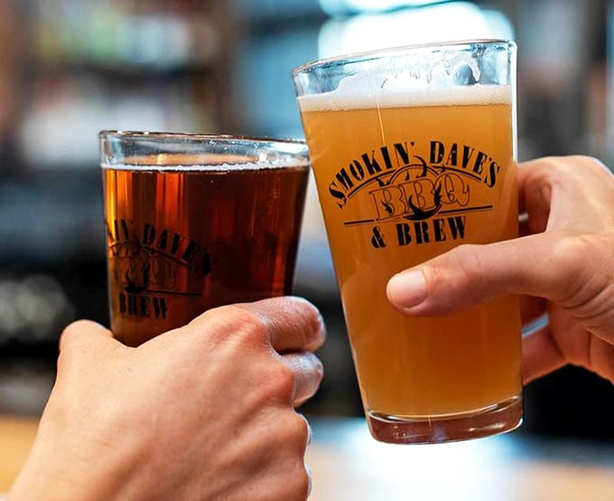 A toast to good company and great barbecue &ndash; these branded glasses hold more than just beer; they hold the promise of a perfect pairing.