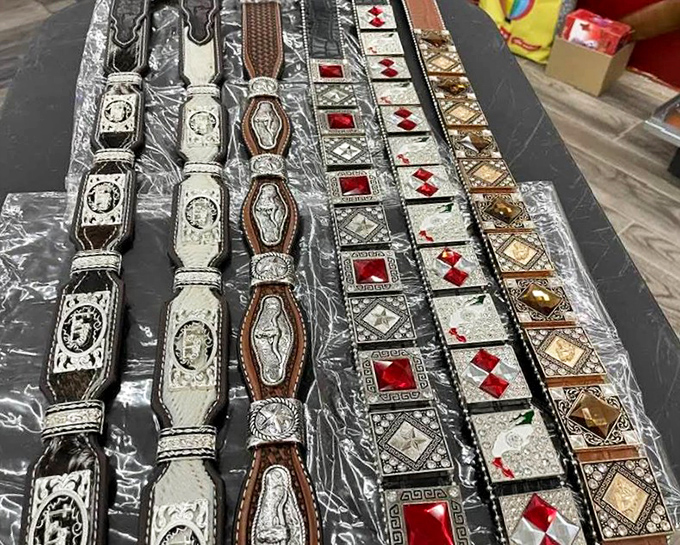 Bejeweled belts that Elvis would have fought you for. Each buckle sparkles with the promise of making ordinary jeans extraordinary.