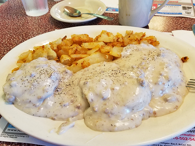 Biscuits smothered in creamy sausage gravy&mdash;a dish so comforting it's like getting a warm hug from your grandmother, even if she never made this.