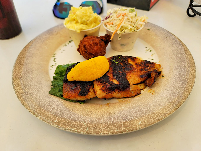 Blackened grouper that's somehow both delicate and bold—the culinary equivalent of a whispered secret that stays with you forever.