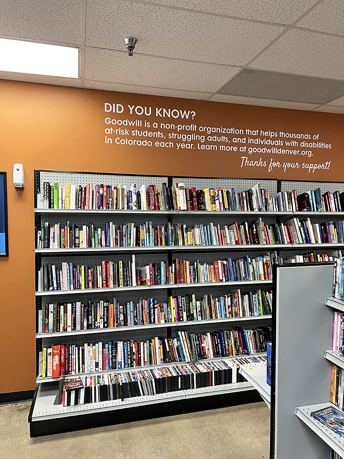 "Did you know?" The wall reminds shoppers that their treasure hunting supports job training programs&mdash;retail therapy with a purpose.