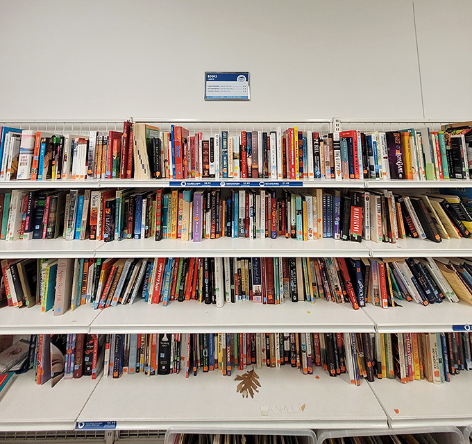 The literary corner&mdash;where paperback adventures await for pocket change. More affordable than a Kindle and infinitely more charming.