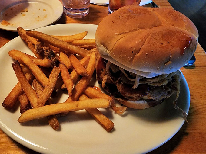 A burger that requires both hands and a strategy&mdash;the kind of meal that makes conversation impossible until you've conquered at least half of it.